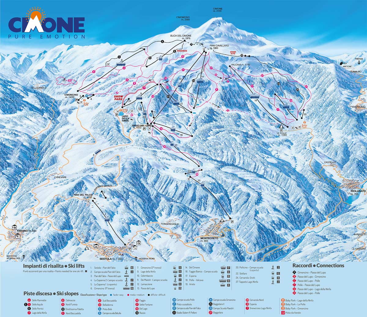 Mappa sciistica - Cimone Sci